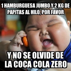 Meme fat chinese kid - 1 hamburguesa jumbo y 2 kg de papitas al hilo ...