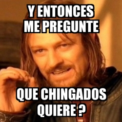 Meme Boromir - Y ENTONCES ME PREGUNTE QUE CHINGADOS QUIERE ? - 3886960
