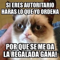 Meme Grumpy Cat - SI eres autoritario haras lo que yo ordena por que se ...