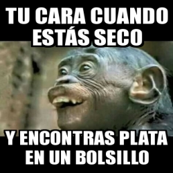 Meme Personalizado - Tu cara cuando estÃ¡s seco Y encontras plata en un ...