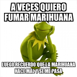 Meme Kermit the frog - A veces quiero fumar marihuana Luego recuerdo ...