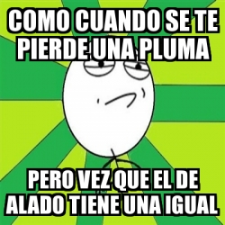 Meme Challenge Accepted - COMO CUANDO SE TE PIERDE UNA PLUMA PERO VEZ ...