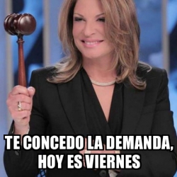 Meme Personalizado - TE CONCEDO LA DEMANDA, HOY ES VIERNES - 30790407