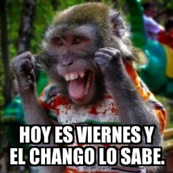 Meme Personalizado - Hoy es viernes y el Chango lo sabe. - 30871089