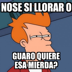 Meme Futurama Fry - nose si llorar o guaro quiere esa mierda? - 30896845
