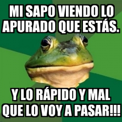 Meme Foul Bachelor Frog - Mi sapo viendo lo apurado que estÃ¡s. Y lo rÃ ...