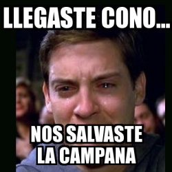 Meme crying peter parker - Llegaste cono... Nos salvaste la campana ...
