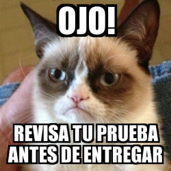 Meme Grumpy Cat - OJO! REVISA TU PRUEBA ANTES DE ENTREGAR - 30996753