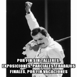 Meme Personalizado - Por fin sin talleres, exposiciones, parciales ...