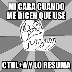 Meme Whyyy - mi cara cuando me dicen QUE USE ctrl+a y lo resuma - 31296493