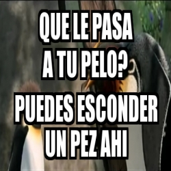 Meme Personalizado - que le pasa a tu pelo? puedes esconder un pez ahi ...