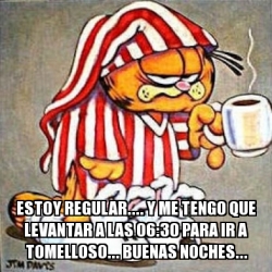 Meme Personalizado - Estoy regular.... Y me tengo que levantar a las 06 ...