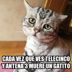 Meme Personalizado - Cada vez que ves telecinco y antena 3 muere un ...