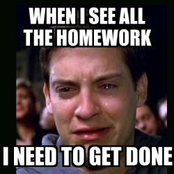Meme crying peter parker - when i see all the homework i need to get ...