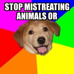 Meme Advice Dog - Stop mistreating animals or - 31487871