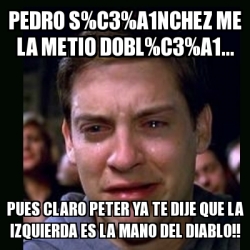 Meme crying peter parker - Pedro S%C3%A1nchez me la metio dobl%C3%A1 ...