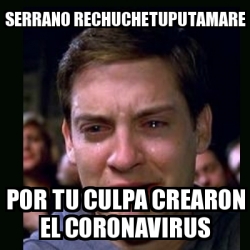 Meme crying peter parker - SERRANO RECHUCHETUPUTAMARE POR TU CULPA ...