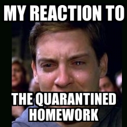 Meme crying peter parker - MY REACTION TO THE QUARANTINED HOMEWORK ...