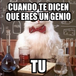 Meme Chemistry Cat - cuando te dicen que eres un genio tu - 31577782