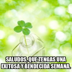 Meme Personalizado - saludos, que tengas una exitosa y bendecida semana ...