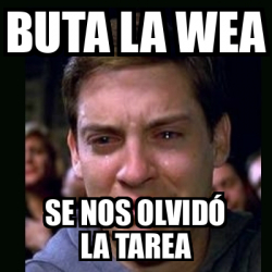 Meme crying peter parker - Buta la wea Se nos olvidó la tarea - 31744300