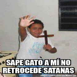 Meme Personalizado - Sape gato a mí no retrocede satanas - 31804738