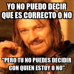 Meme Boromir - yo no puedo decir que es correcto o no "pero tu no ...