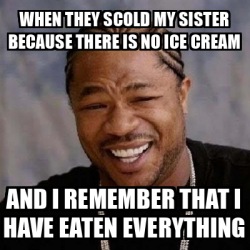 Meme Yo Dawg - When they scold my sister because there is no ice cream ...