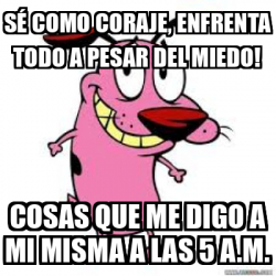 Meme Personalizado - Sé como Coraje, Enfrenta todo a pesar del miedo ...