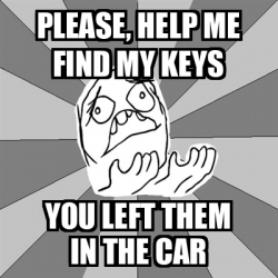 Meme Whyyy - Please, help me find my keys You left them in the car ...