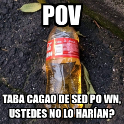Meme Personalizado - POV Taba cagao de sed po wn, ustedes no lo harían ...