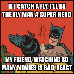 Meme Batman slaps Robin - If I catch a fly, I'll be the fly man a super ...