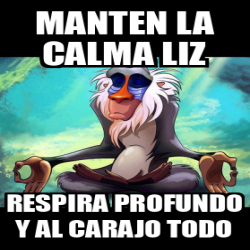 Meme Personalizado - Manten la calma Liz Respira profundo y al carajo todo - 31887178