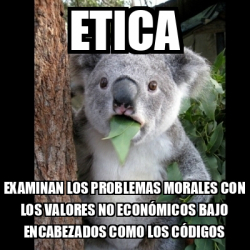 Meme Koala - etica examinan los problemas morales con los valores no ...