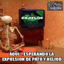 Meme Personalizado - Aqui... esperando la expulsion de pato y heliud ...