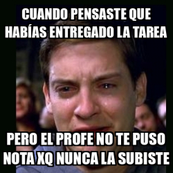 Meme crying peter parker - Cuando pensaste que habías entregado la ...