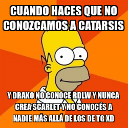 Meme Homer - CUANDO HACES QUE NO CONOZCAMOS A CATARSIS Y DRAKO NO ...