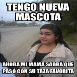 Meme Personalizado - Tengo nueva mascota Ahora mi mama sabrá qué pasó ...
