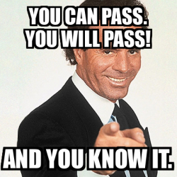 Meme Julio Iglesias - You can pass. You WILL pass! AND YOU KNOW IT ...