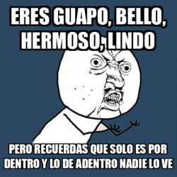 Meme Y U No - eres guapo, bello, hermoso, lindo pero recuerdas que solo ...
