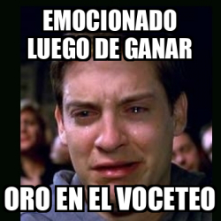 Meme crying peter parker - emocionado luego de ganar oro en el voceteo ...