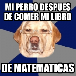 Meme Perro Racista - mi perro despues de comer mi libro de matematicas ...