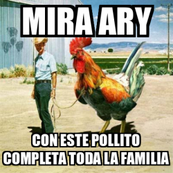 Meme Personalizado - Mira Ary Con este pollito completa toda la familia ...