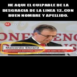 Meme Personalizado - He aqui el culpable de la desgracia de la linea 12 ...