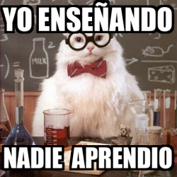 Meme Chemistry Cat - yo enseñando nadie aprendio - 32334797