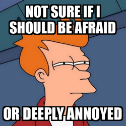 Meme Futurama Fry - NOT SURE IF i SHOULD BE AFRAID OR DEEPLY ANNOYED ...