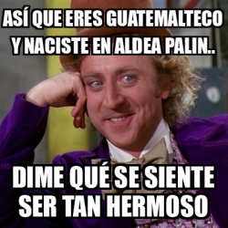 Meme Willy Wonka - Así que eres guatemalteco y naciste en aldea palin ...