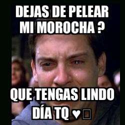 Meme crying peter parker - Dejas de pelear mi morocha ? Que tengas ...