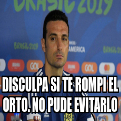 Meme Personalizado - DISCULPA SI TE ROMPI EL ORTO. NO PUDE EVITARLO ...