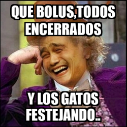 Meme Yao Wonka - Que bolus,todos encerrados Y los gatos festejando ...